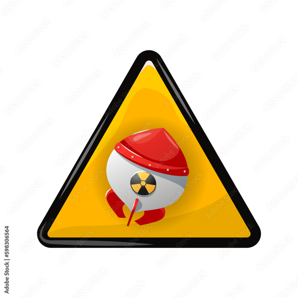 Warning Bomb sign, Bomb isolated on yellow triangle. Danger zone ...