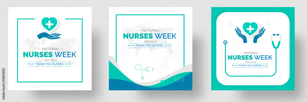 National Nurses Week social media post banner design template set ...