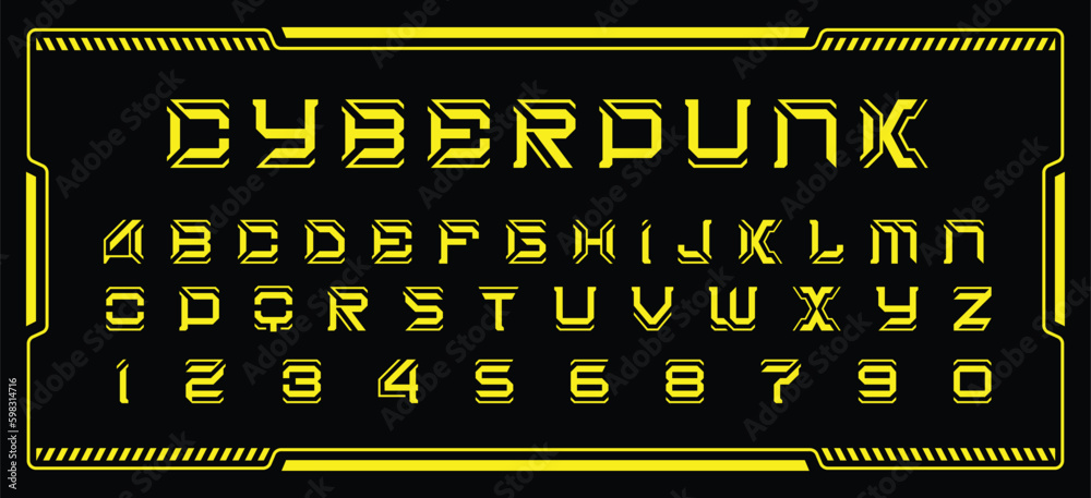 Poster Cyberpunk Font, this alphabet set can be used for a logo in ...