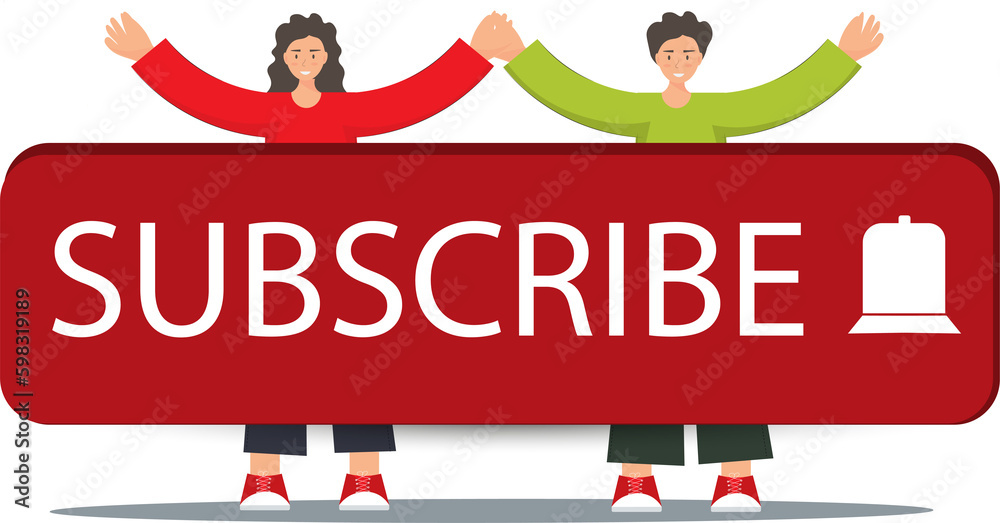 People asking subscribe to the channel, button subscribe with bell ...