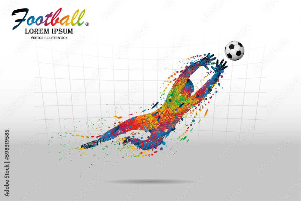 Visual drawing movement for soccer or football sport and goalkeeper ...