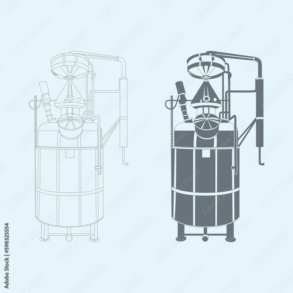 Bioreactor device one-color vector and line art illustration Stock ...