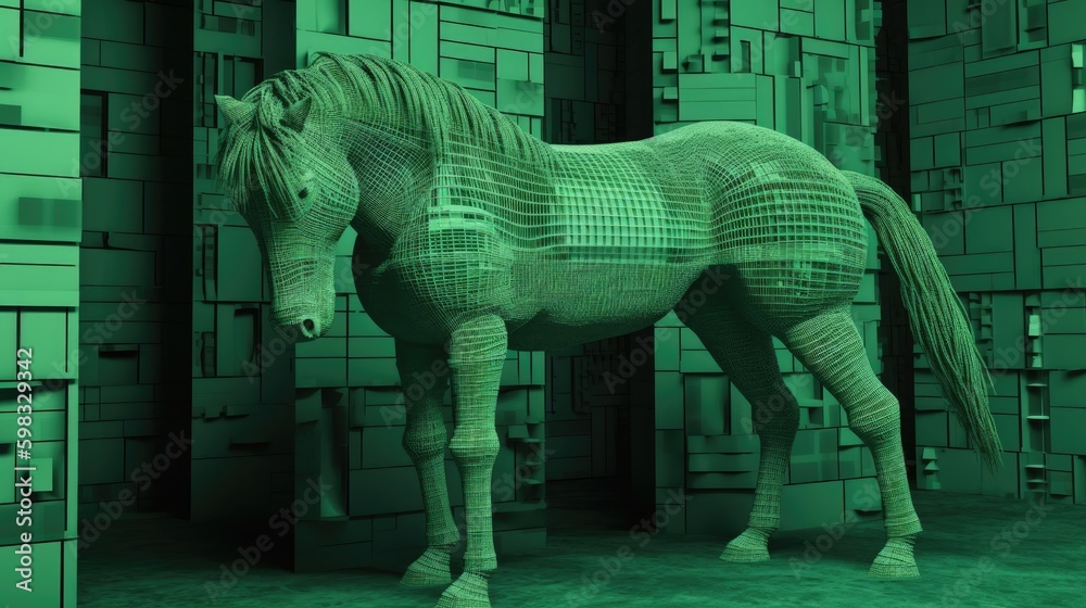 Green Trojan Horse, Symbol of Deception and Strategy, Mythology and ...