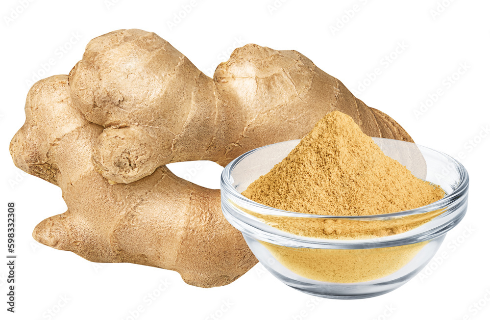 Ginger isolated on white or transparent background. Dry ground ginger ...