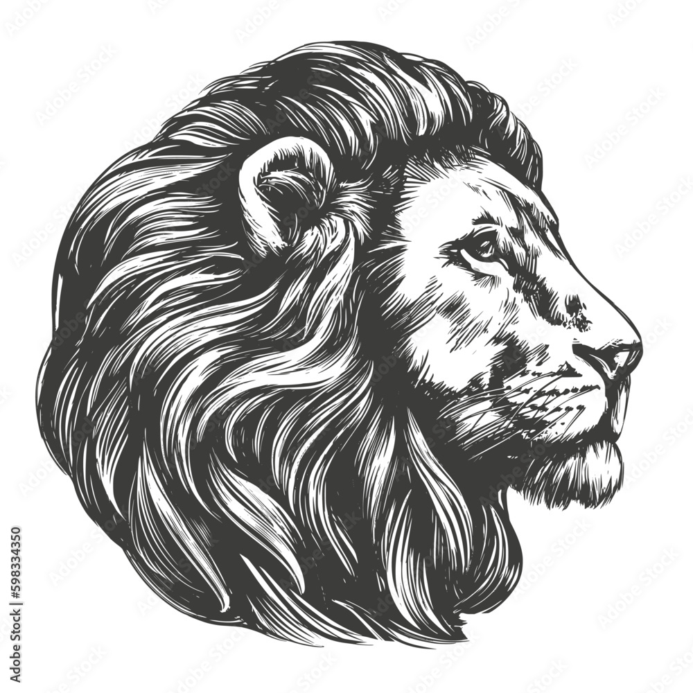 animal lion, king of beasts, hand drawn vector illustration sketch ...