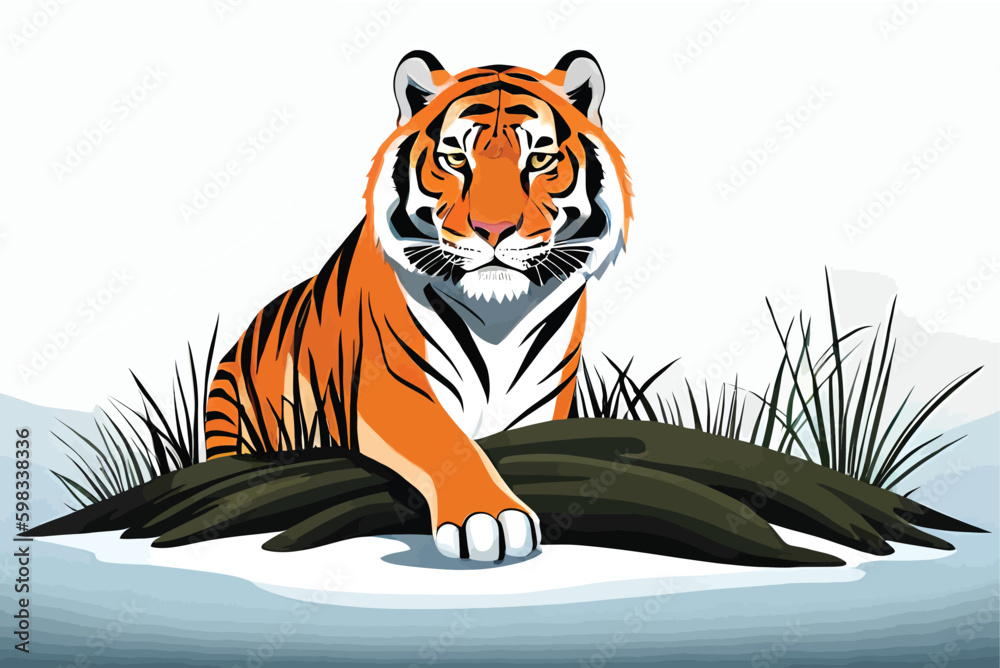 Siberian tiger (Panthera tigris altaica), also known as the Amur tiger. vector Stock Vector ...