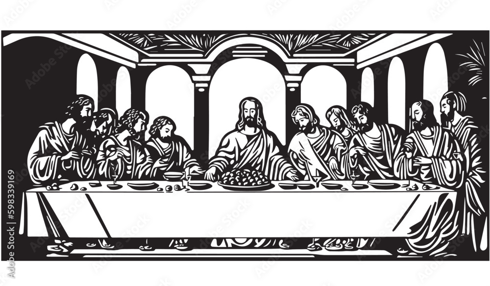 Jesus Christ The Last Supper. Vector illustration. vector de Stock ...