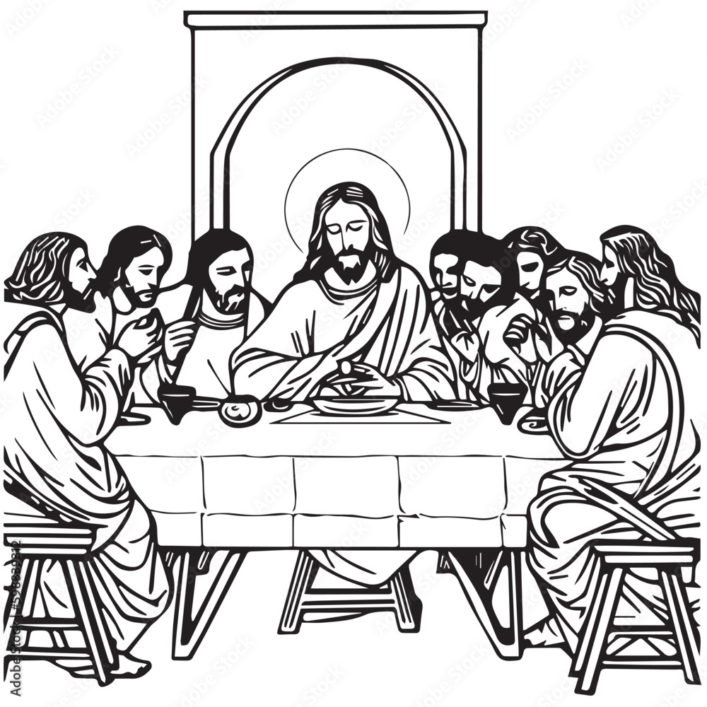 Vetor de Jesus Christ The Last Supper. Vector illustration. do Stock ...