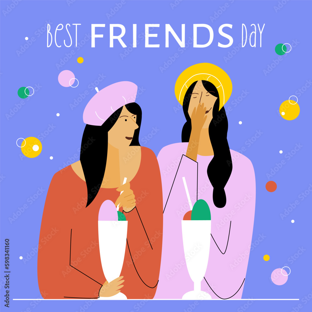 The couple women or teenager girls celebration national best friends ...