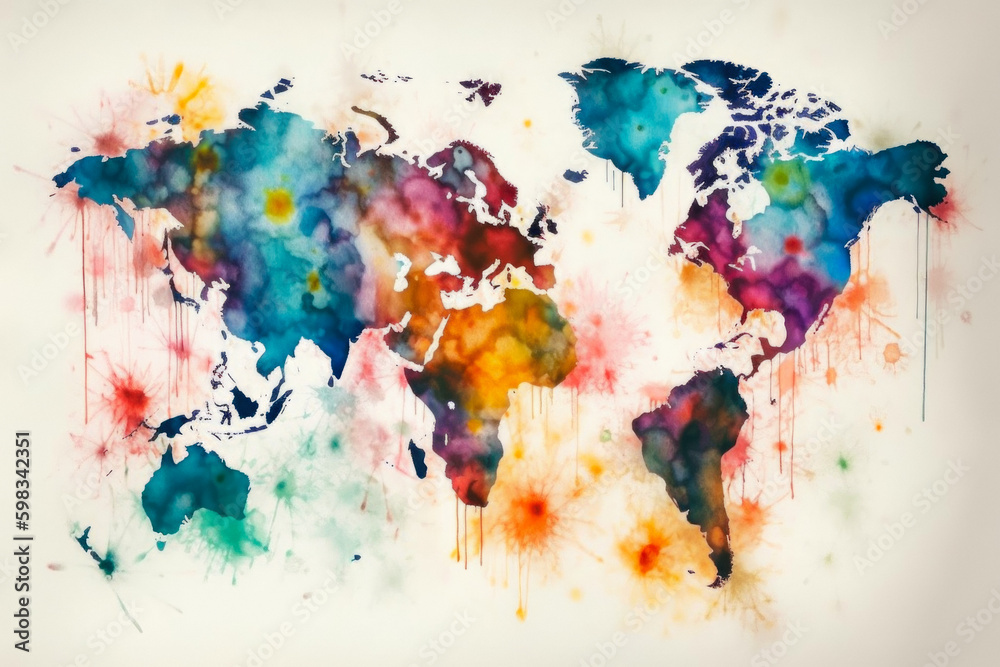Artistic Atlas Of The World Is A Colorful And Abstract Map Illustration ...