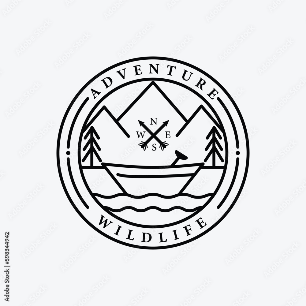 line art adventure logo icon design, camping explore design. Stock ...