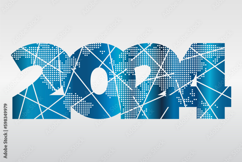 2024 vector icon with lines and world map contour. Element for business ...