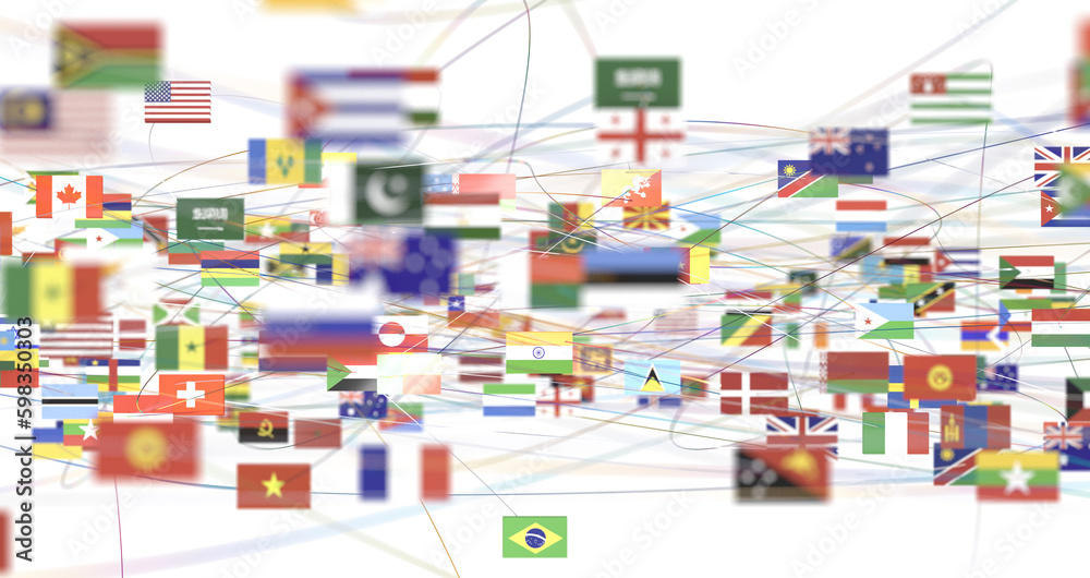 World map with all states and their flags,3d render - PNG transparent ...