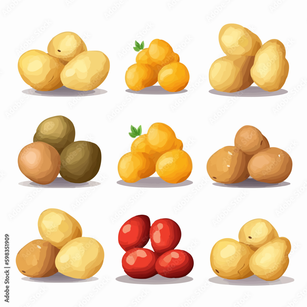 A collection of potato illustrations in a geometric style for modern ...