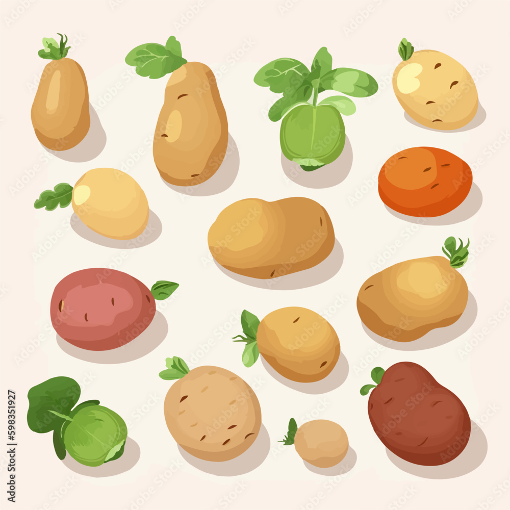 Collection of potato vectors with a gradient background for a dynamic ...