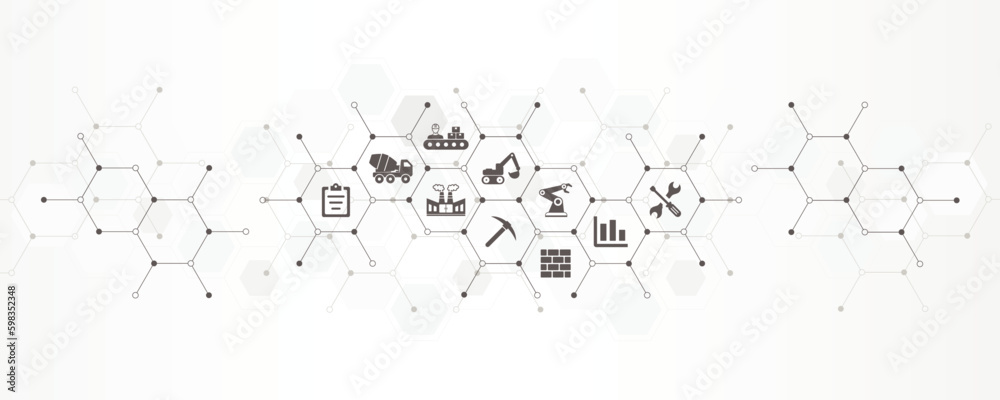 manufacturing challenges banner vector illustration with the website ...