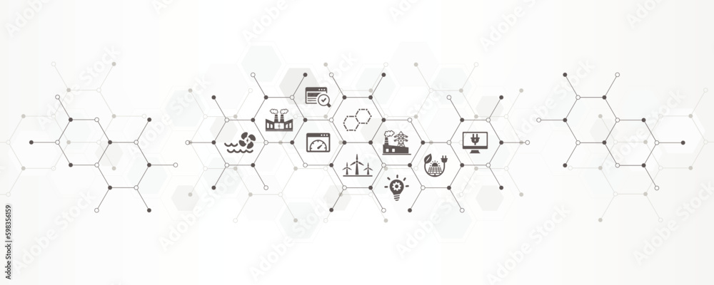 smart grid banner vector illustration with the website icons and symbol ...