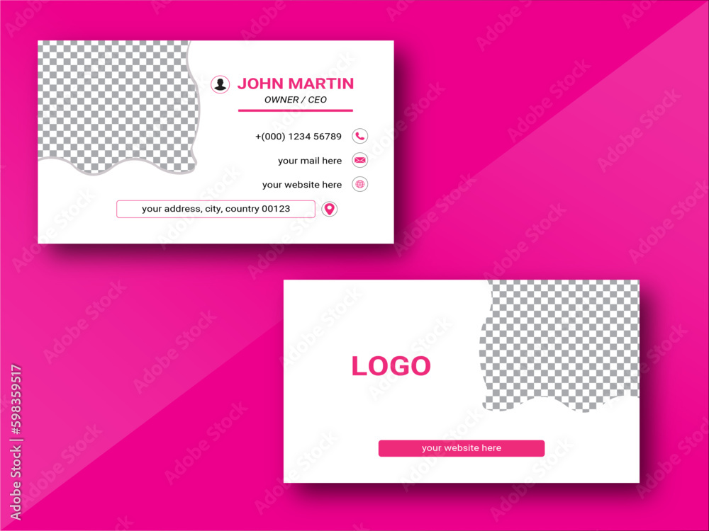 Double-sided business card template. Portrait and landscape orientation ...
