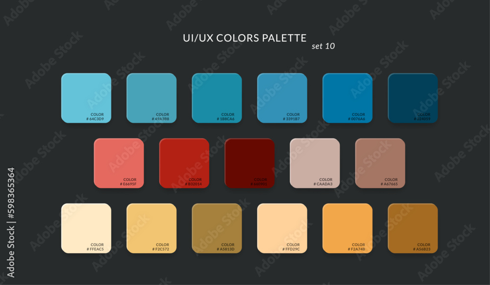 Vector Color Guide Palette. UI/UX Swatches Catalog in RGB HEX Stock ...
