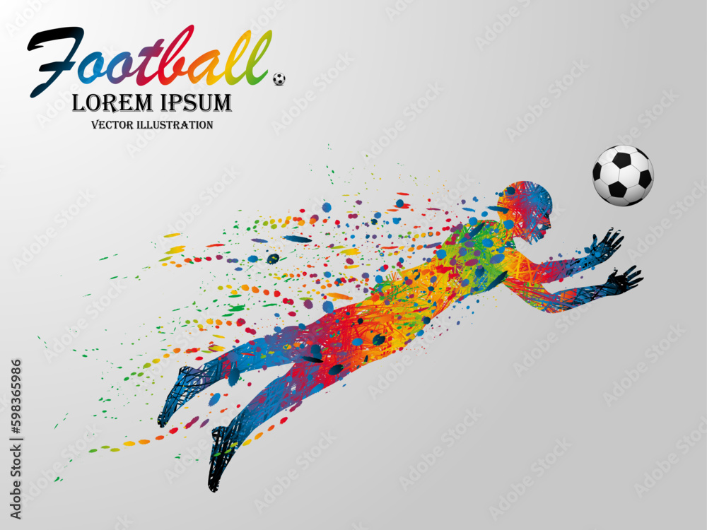 Visual drawing soccer sport at fast of speed and jump to tackle in ...