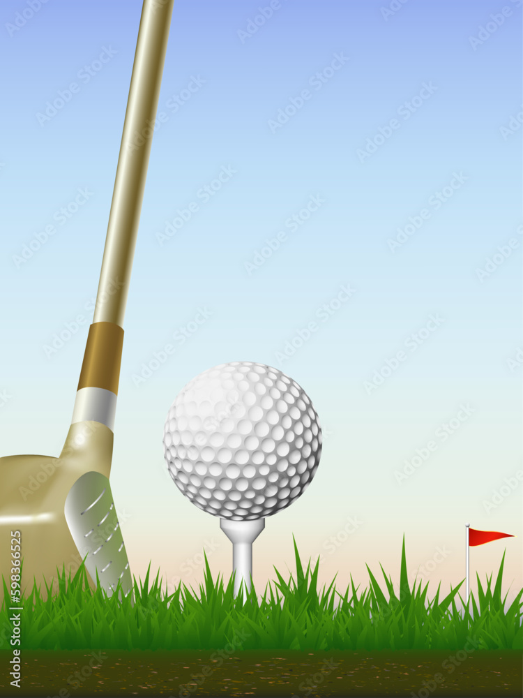 Visual drawing of golf ball and golf club beautiful to start hitting ...