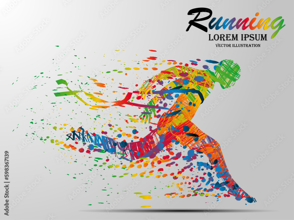 Visual drawing silhouettes of runner from start to finish, running and ...