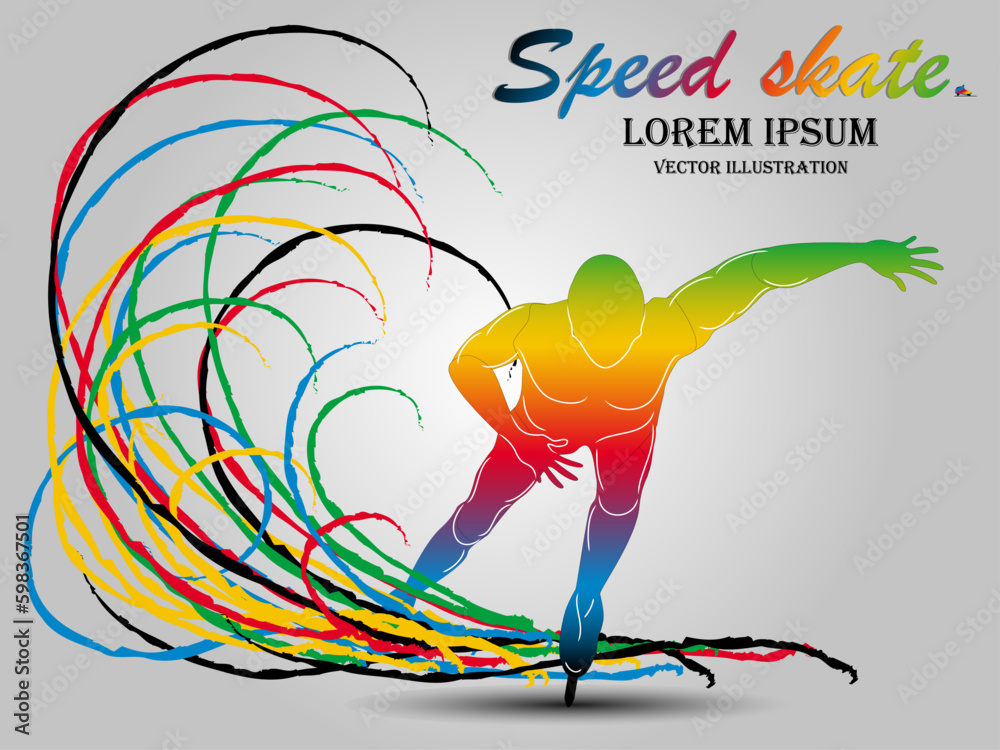 Visual drawing of beautiful sport speed ice skate game, abstract ...