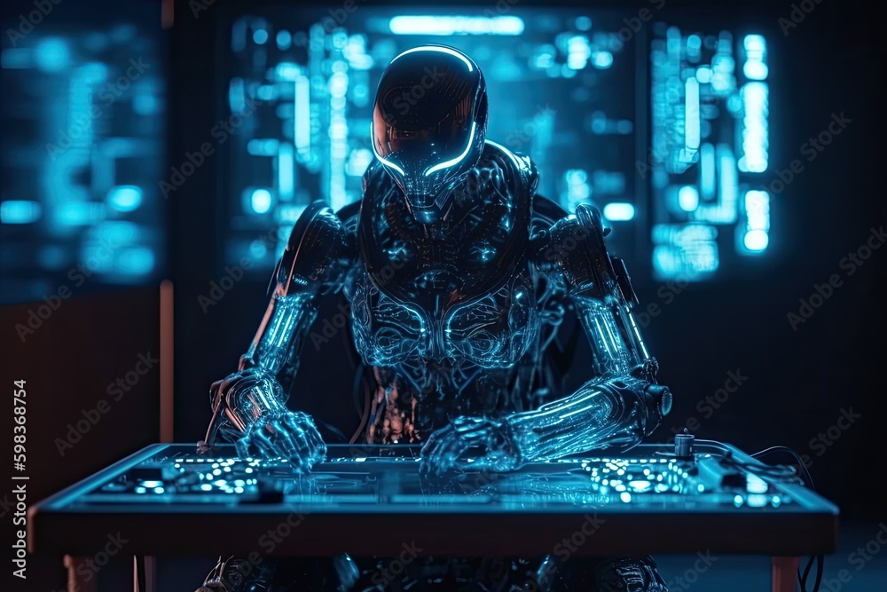 AI Robot Learning Computer, Machine Learning in Action, Robot is ...