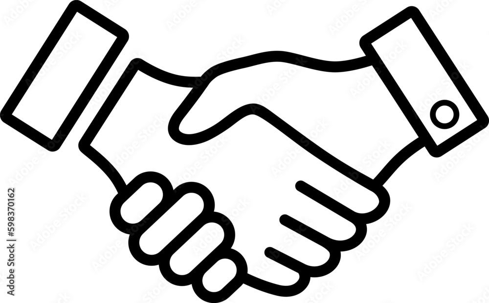 Linear icon of handshake of two hands as concept of trust and ...