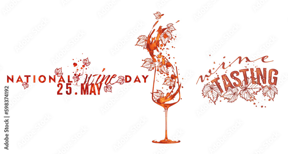 National wine day. Hand drawn elements for invitation cards ...