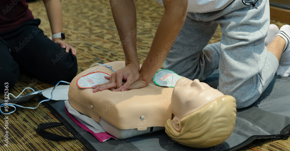 First aid cardiopulmonary resuscitation course using automated external defibrillator device ...