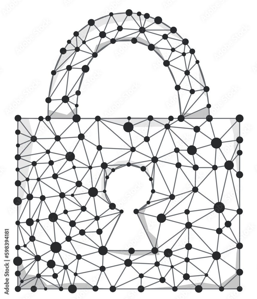 Lock wireframe cyber security concept vector illustration. Lock symbol ...