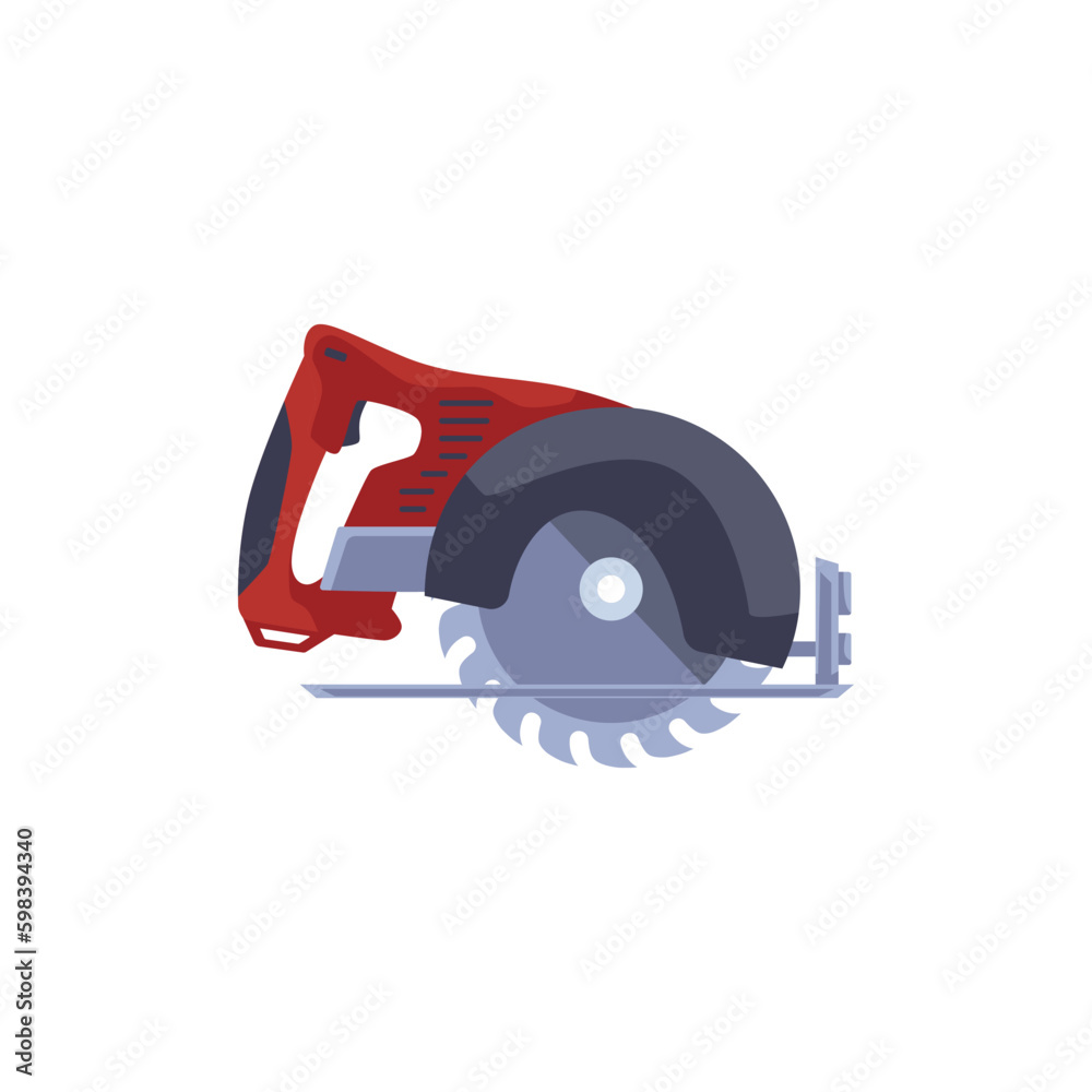 Plunge saw with circular blade, cartoon flat vector illustration ...