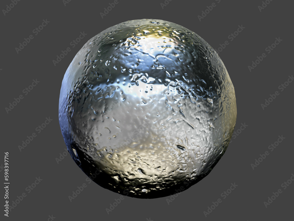 3D ZBrush render of shiny metallic ball on gray background Stock ...