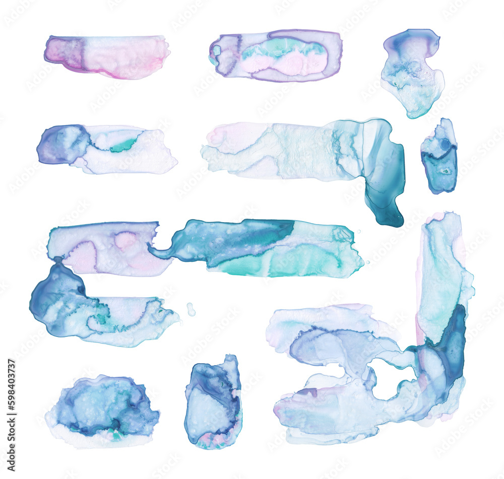 splashes of paint, brush strokes, swatches on transparent background ...