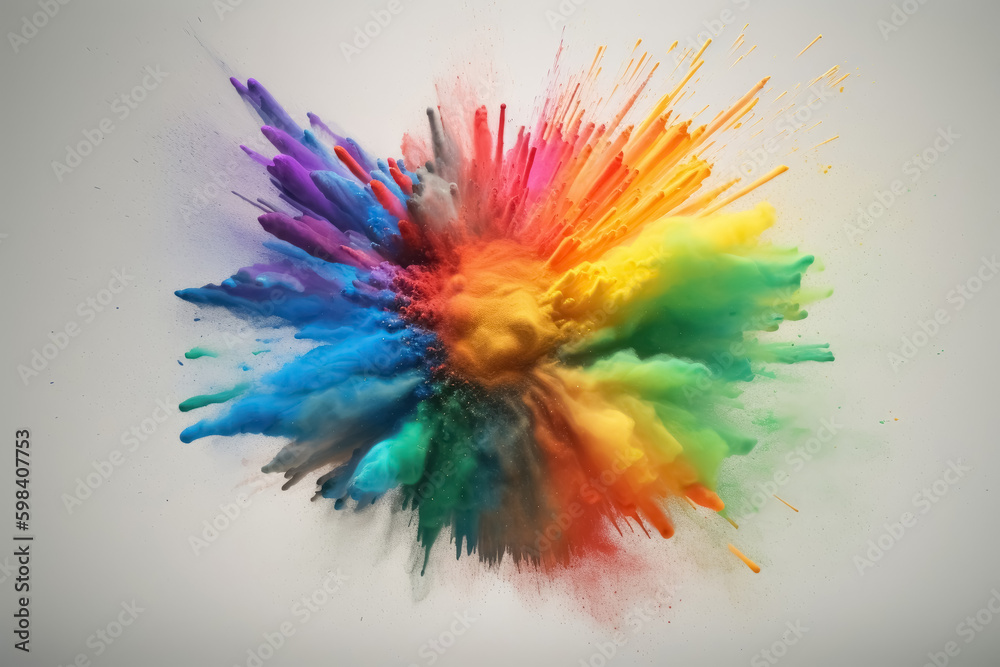 Exploding colors on a light background created with generative AI ...