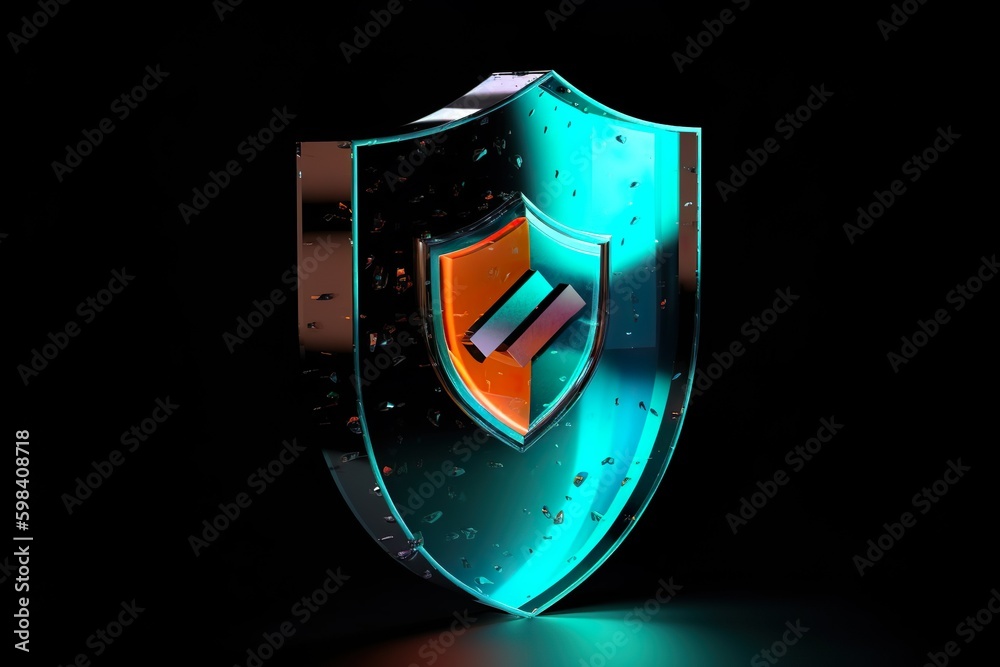 data security logo in 3D element with glass background and with ...
