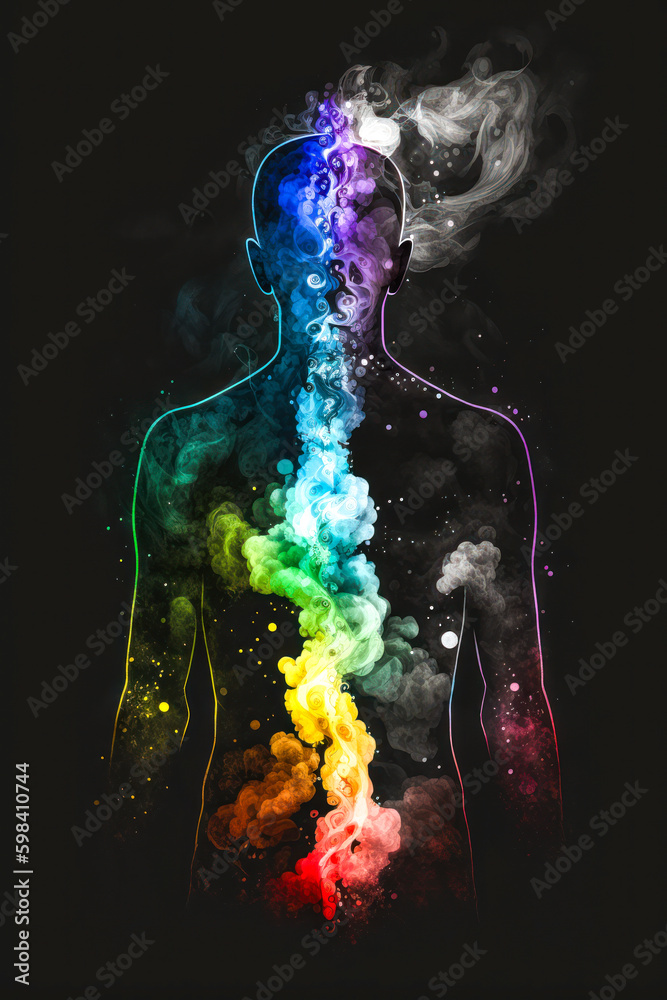 Beautiful humanoid silhouette with enchanting representation of the ...