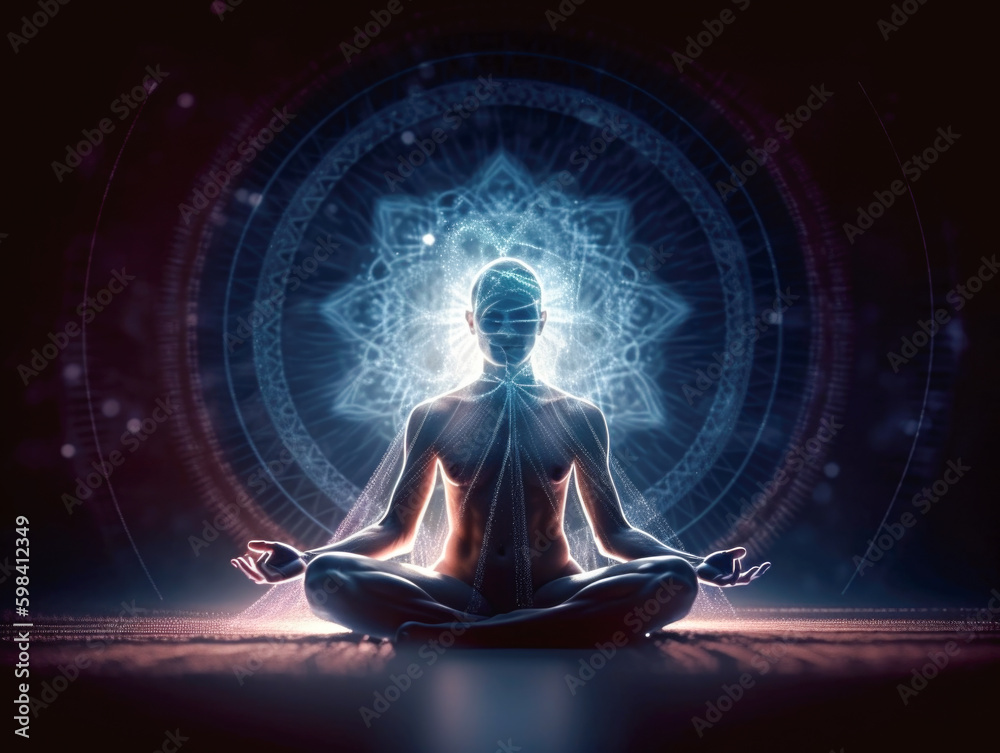 Inside the healing Positive energy Esoteric abstract portrait of young ...