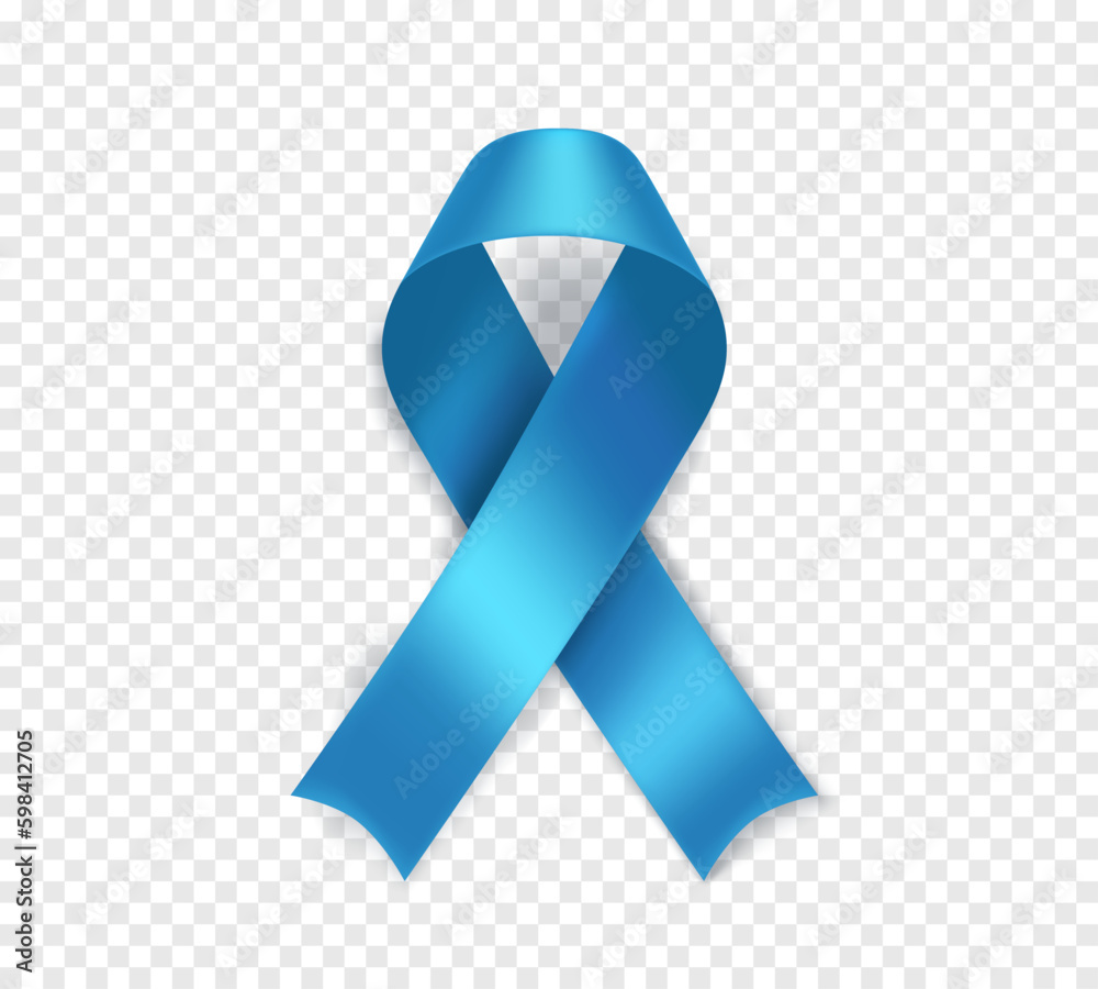 Prostate cancer awareness symbol. Light blue ribbon isolated on ...
