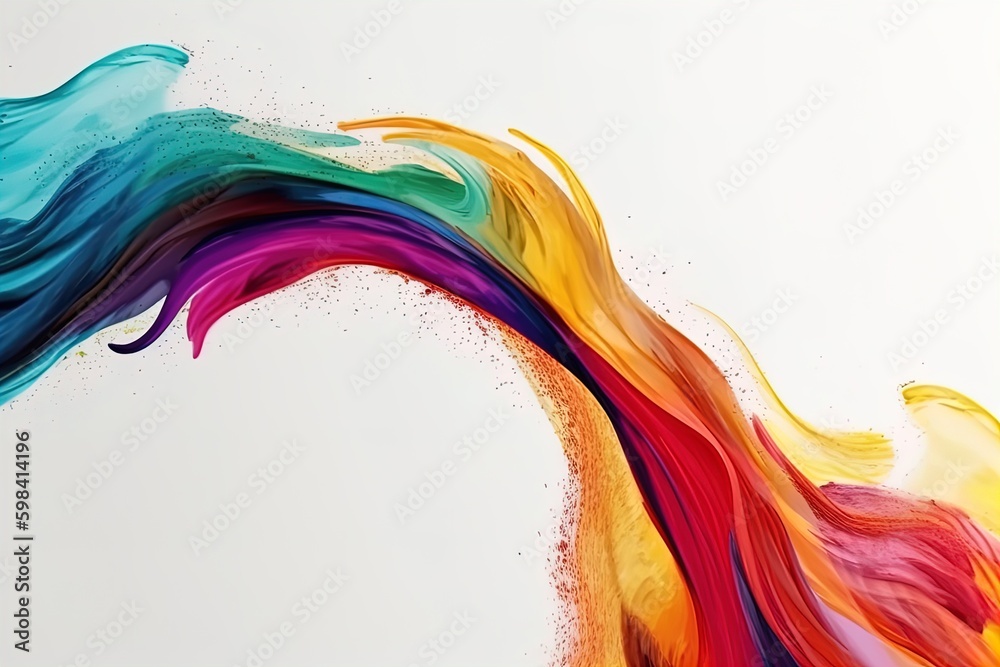 Abstract acrylic paint colorful curved brush wave line on isolated ...