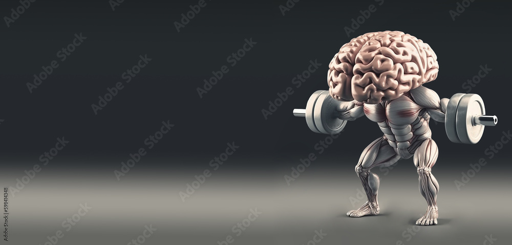 Human brain lifts weight with dumbbell, memory and mind training, brain ...