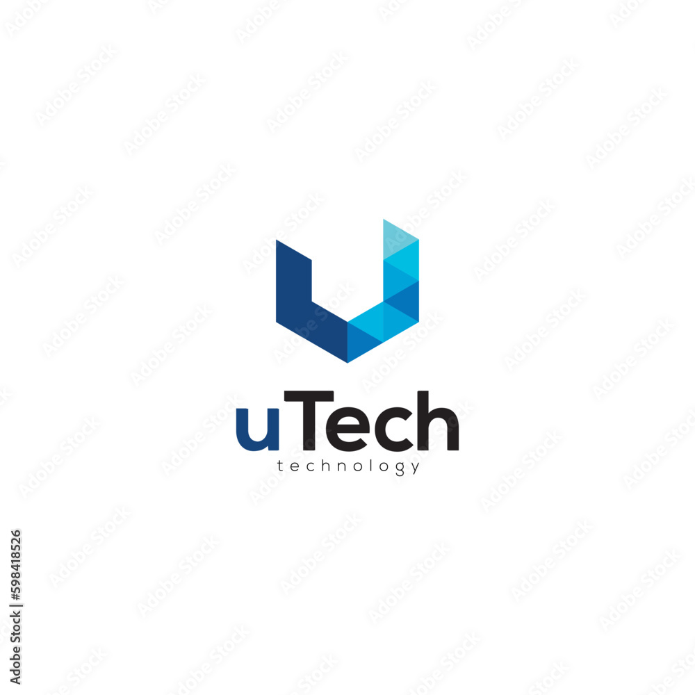 Letter U Tech logo design, U letter technology logo, u letter logo ...