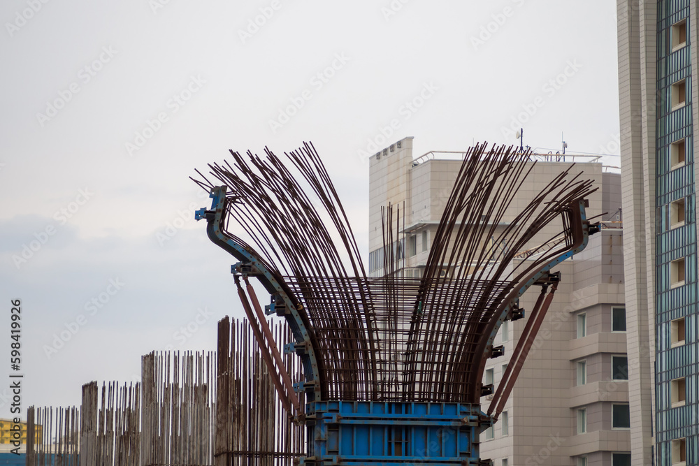 Shell structures. Monolithic foundation with metal reinforcement ...