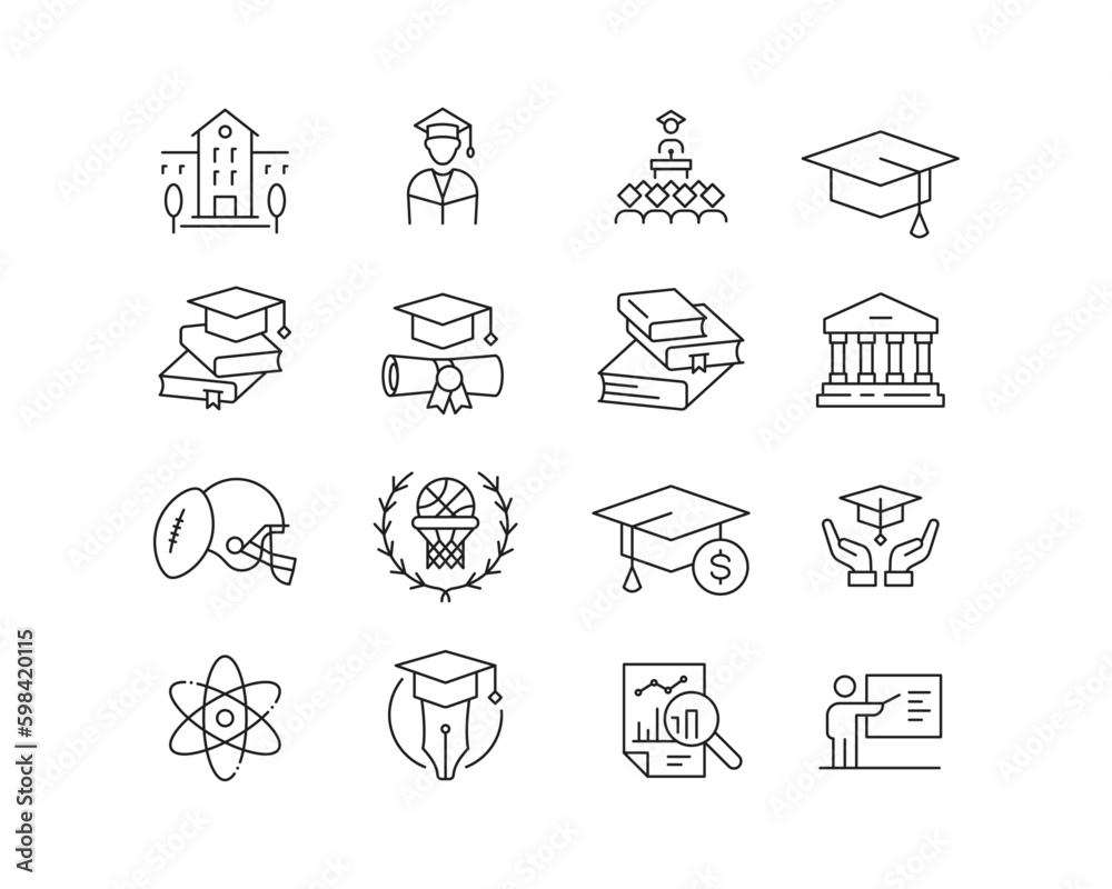 Higher Education Icon collection containing 16 editable stroke icons ...