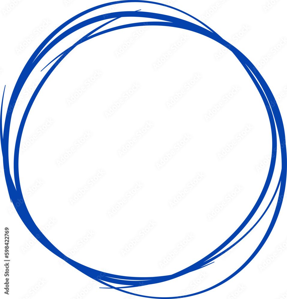 Navy blue circle line hand drawn. Highlight hand drawing circle ...