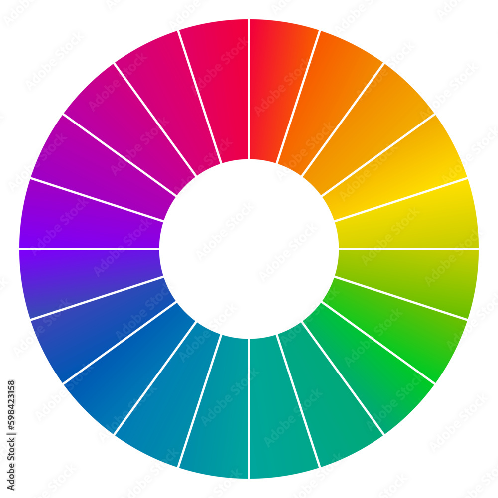 Munsell color wheel at same chroma - circle divided into different hue ...