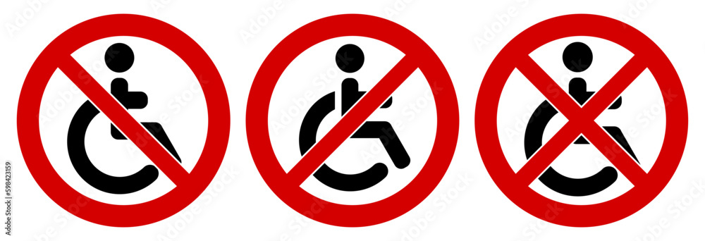Disabled icon in red crossed circle, doublecrossed sign as well - no ...