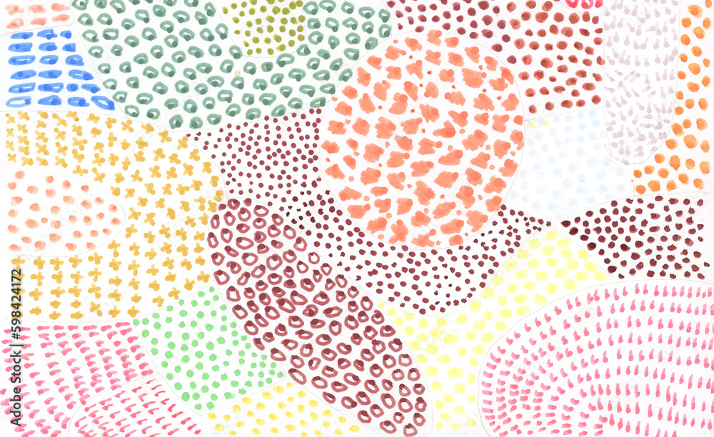 Felt-tip pen marker and pencil smear blot color dots. Abstract doodle ...