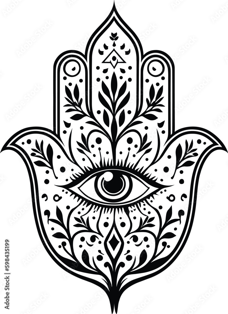 Hamsa vector illustration isolated on white background Ornamental ...